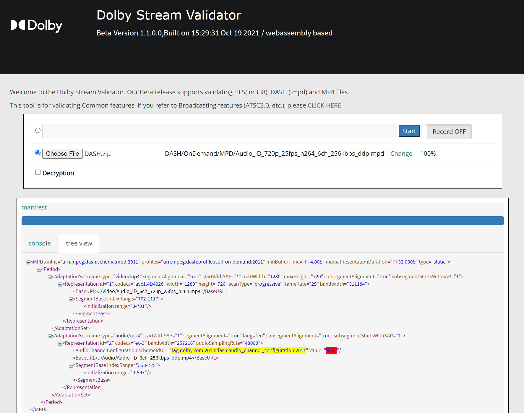 Using the web-based StreamValidator
